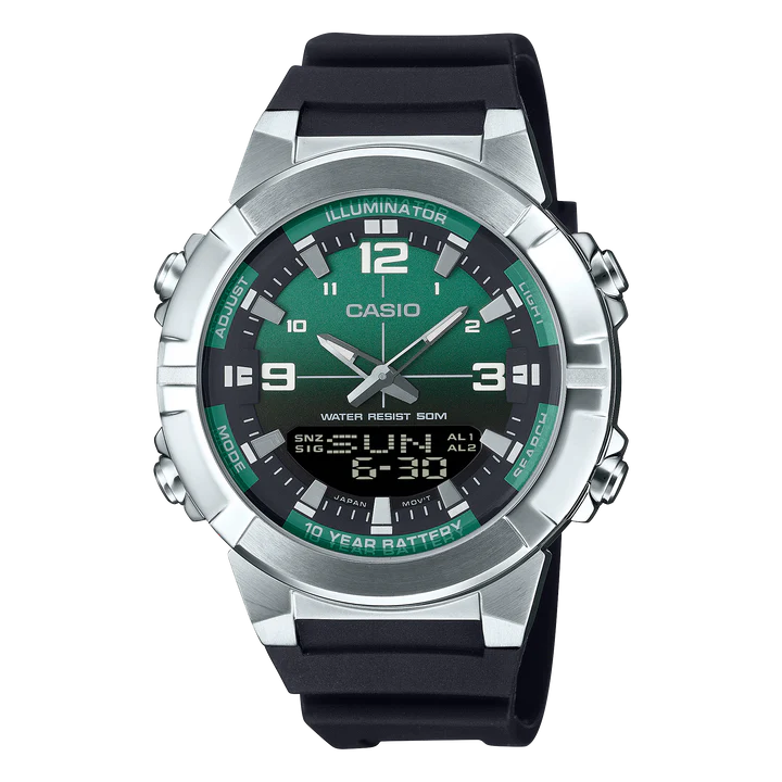 Casio Mens Casio Duo Watch With Green Dial AMW-870A-3A – Time For Diamonds